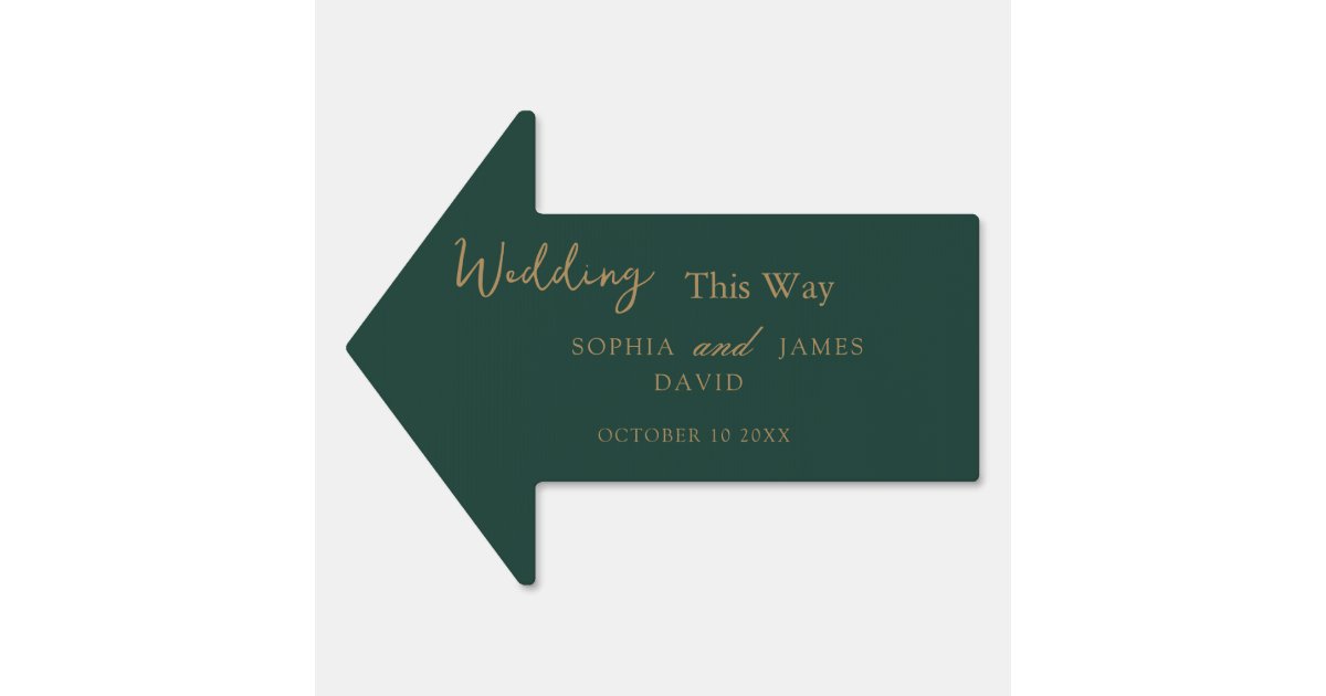 Elegant Emerald Green Gold Minimalist Wedding Sign | Zazzle