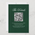 Elegant Emerald Green Rose Fancy QR Code Wedding Invitation | Zazzle
