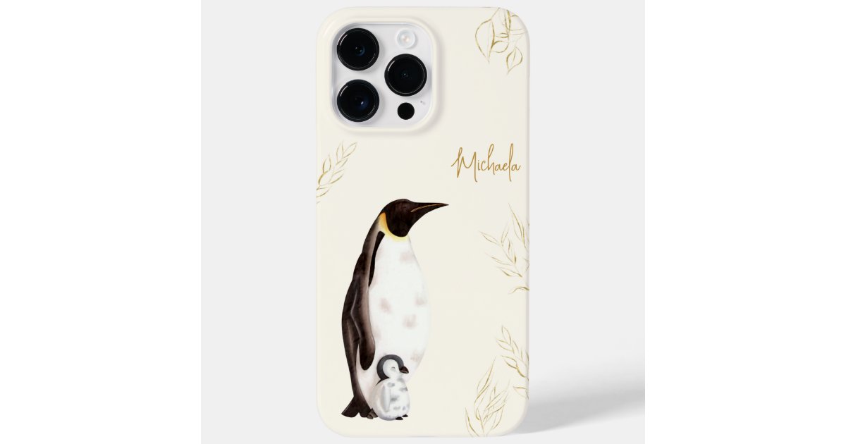 Elegant Emperor Penguin Botanical Gold Glitter Case-Mate iPhone Case ...