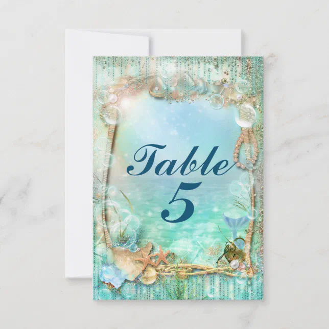 Elegant Enchanted Under The Sea Beach Table Number | Zazzle