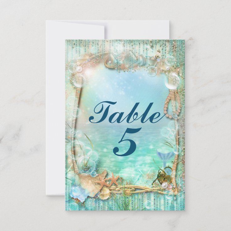 Elegant Enchanted Under The Sea Beach Table Number | Zazzle