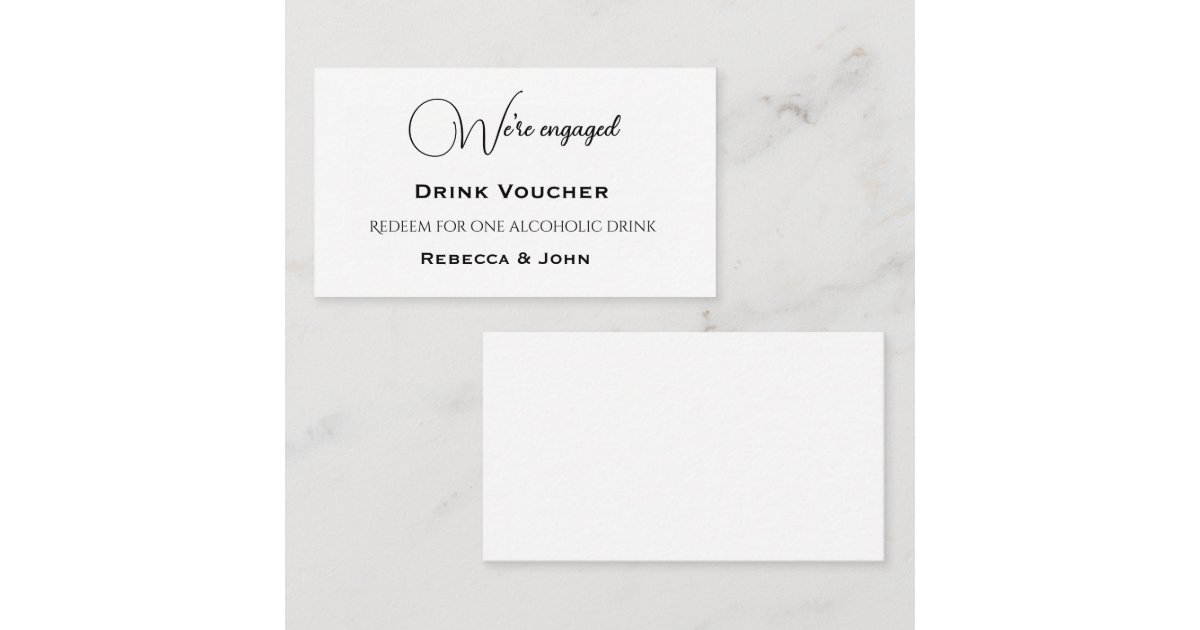Elegant Engaged Party Drink Voucher Enclosure Card | Zazzle