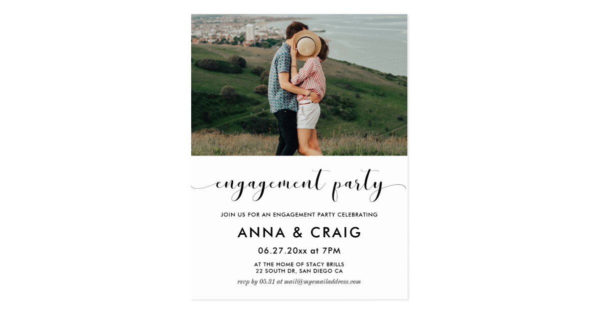 Elegant engagement party photo invitation postcard | Zazzle.com