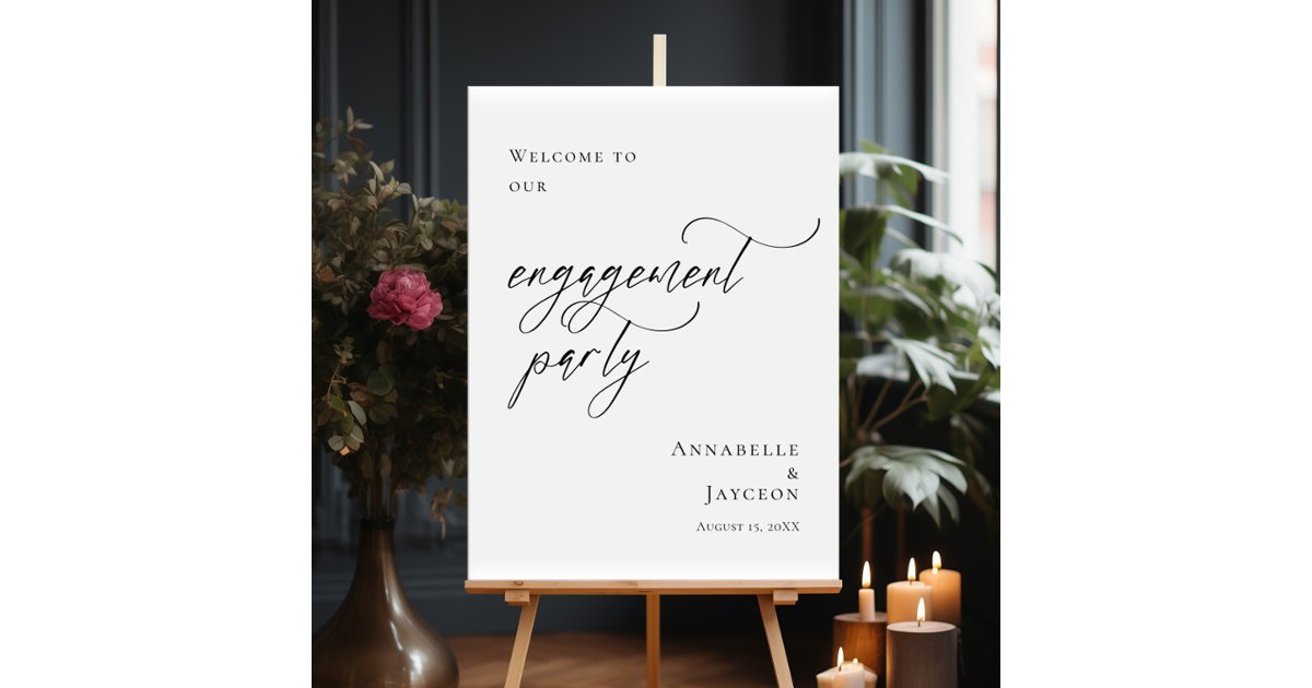 Elegant Engagement Party photo welcome Poster | Zazzle
