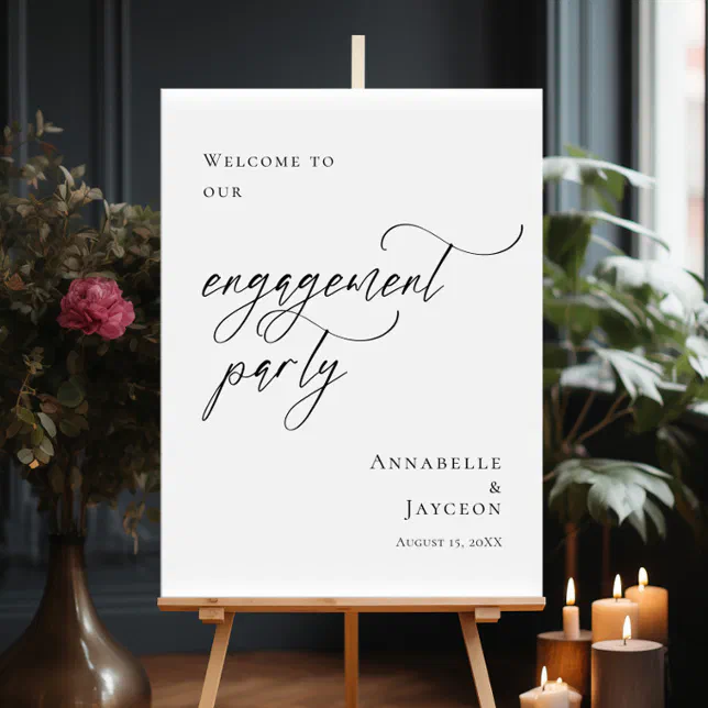 Elegant Engagement Party photo welcome Poster | Zazzle
