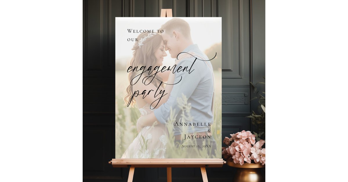 Elegant Engagement Party photo welcome Poster | Zazzle