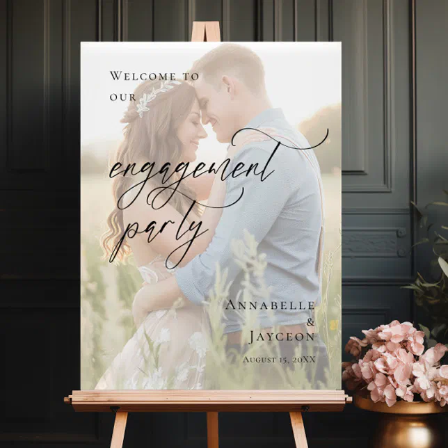 Elegant Engagement Party photo welcome Poster | Zazzle