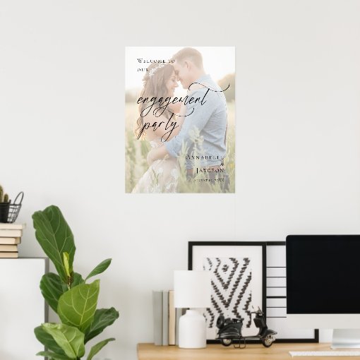 Elegant Engagement Party photo welcome Poster | Zazzle