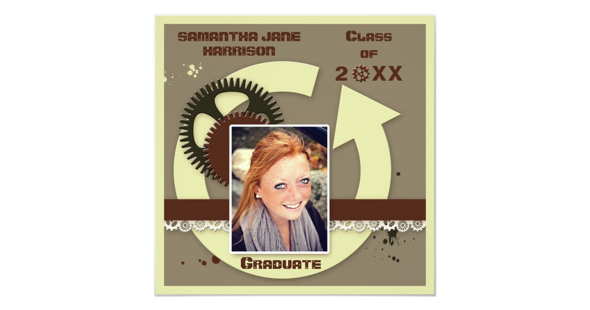 Elegant Engineer Gears Graduation Photo Invitation | Zazzle.com