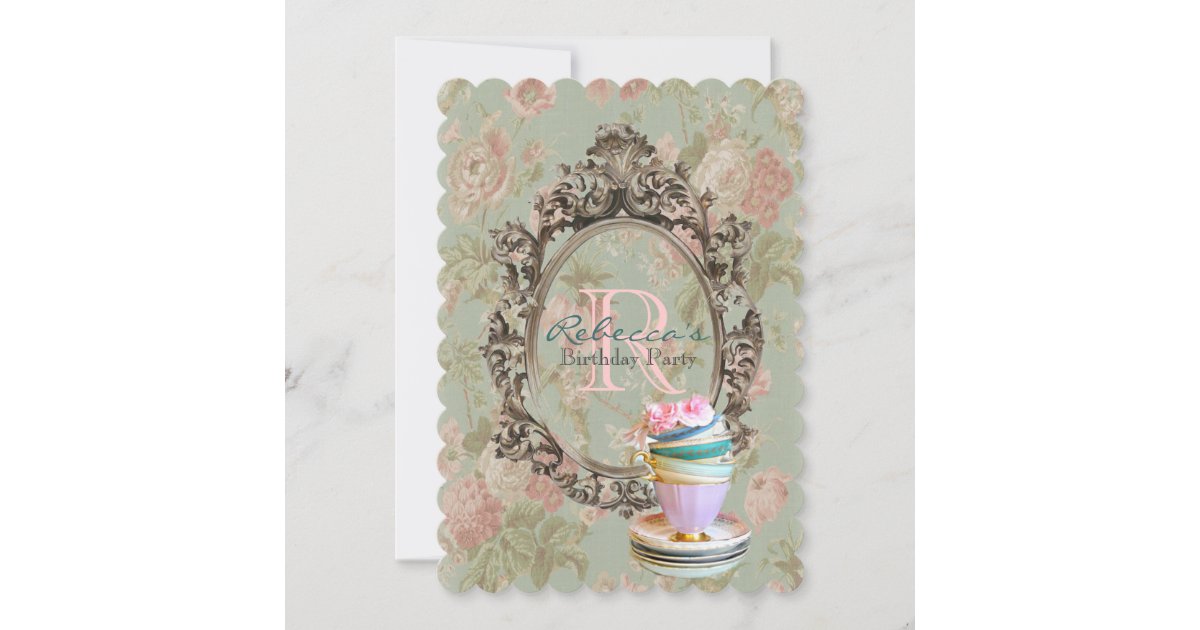 elegant english floral vintage birthday party invitation | Zazzle