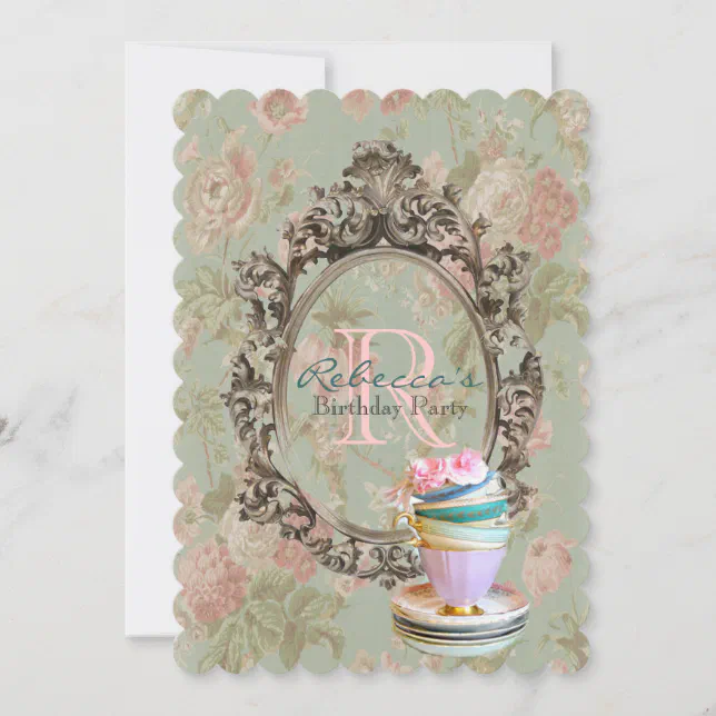 elegant english floral vintage birthday party invitation | Zazzle