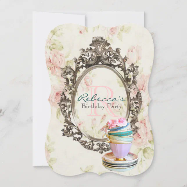 elegant english floral vintage birthday party invitation | Zazzle
