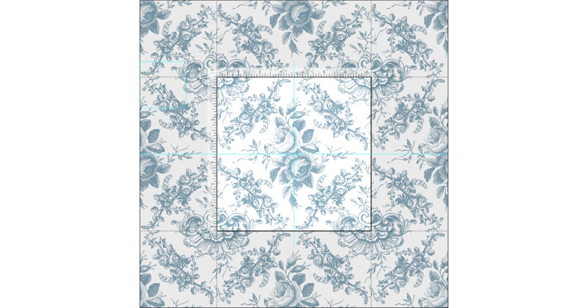 Elegant Engraved Blue and White Floral Toile Fabric | Zazzle