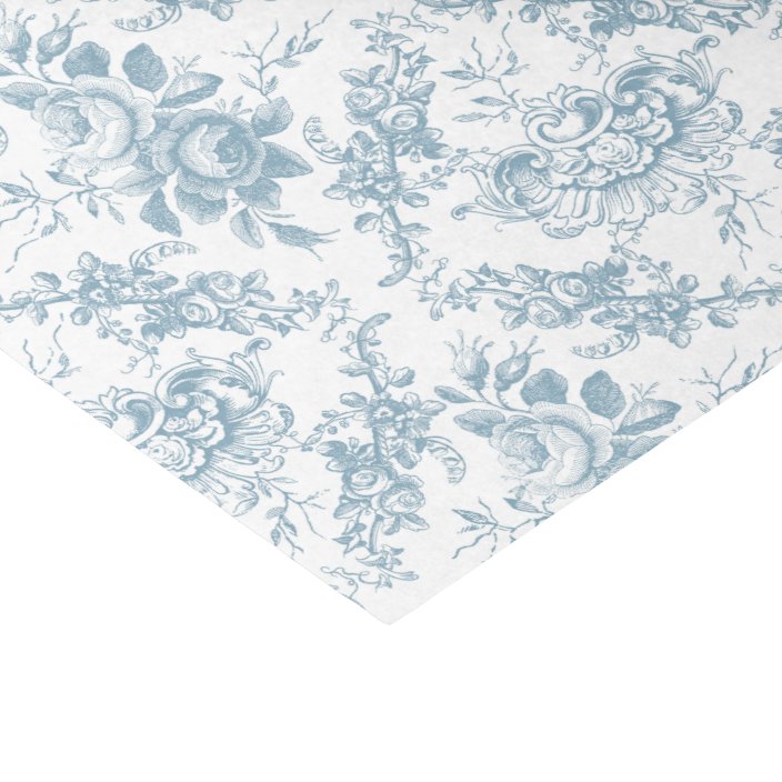 Elegant Engraved Blue and White Floral Toile Tissue Paper | Zazzle.com