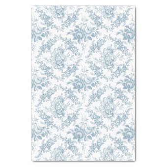 Elegant Engraved Blue and White Floral Toile Tissue Paper | Zazzle