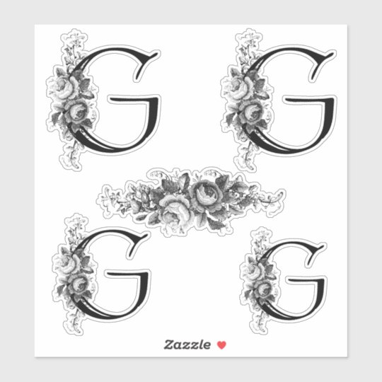 Elegant Engraved Floral Monogram Letter G Sticker | Zazzle.com