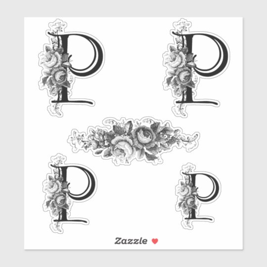Elegant Engraved Floral Monogram Letter P Sticker | Zazzle.com