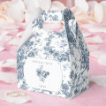 Elegant Engraved French Blue Floral Toile Favor Boxes | Zazzle