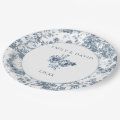 Elegant Engraved French Blue Floral Toile Paper Plates | Zazzle