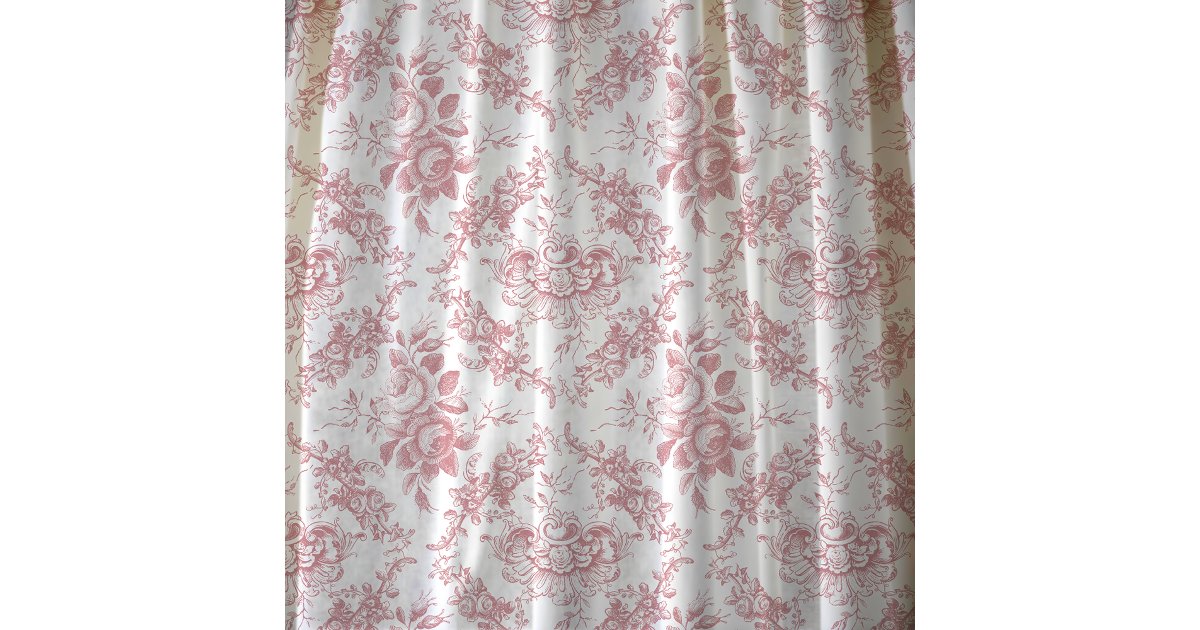 Elegant Engraved Pink and White Floral Toile Fabric | Zazzle