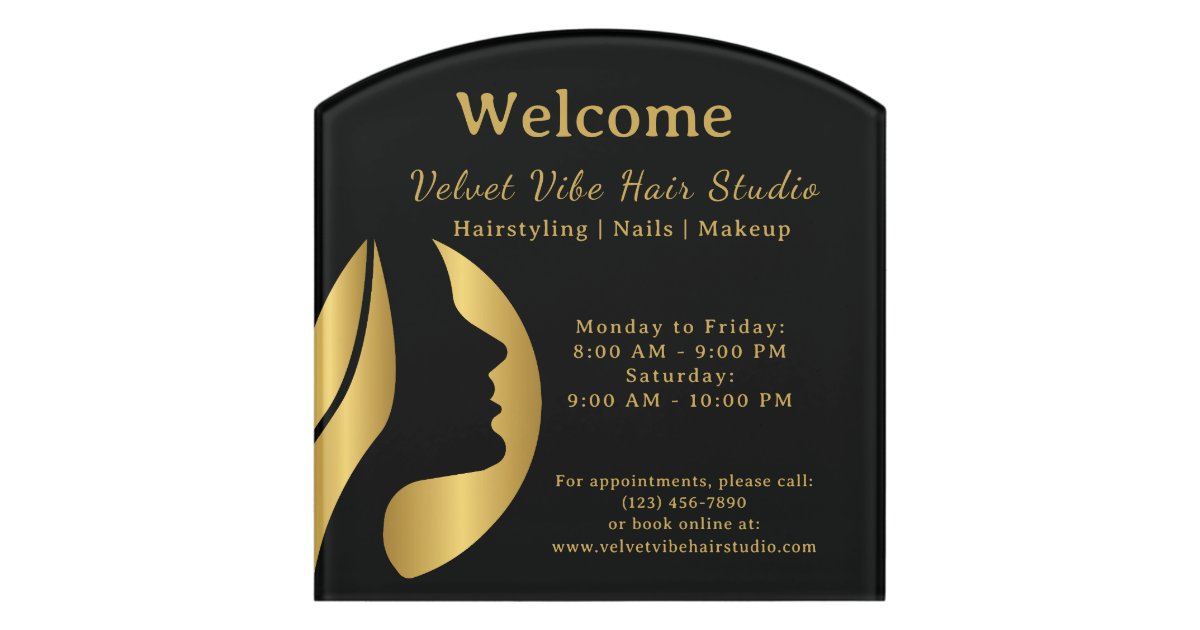 Elegant Entry - Black and Gold Welcome Door Sign | Zazzle