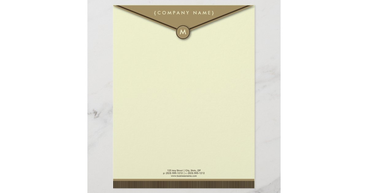 Elegant Envelope (mocha) Monogram Letterhead | Zazzle