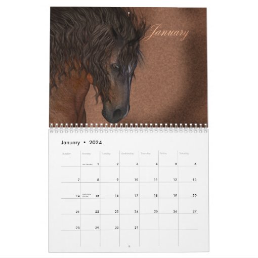 Elegant Equine Calendar Fantasy Horse Art Calendar | Zazzle