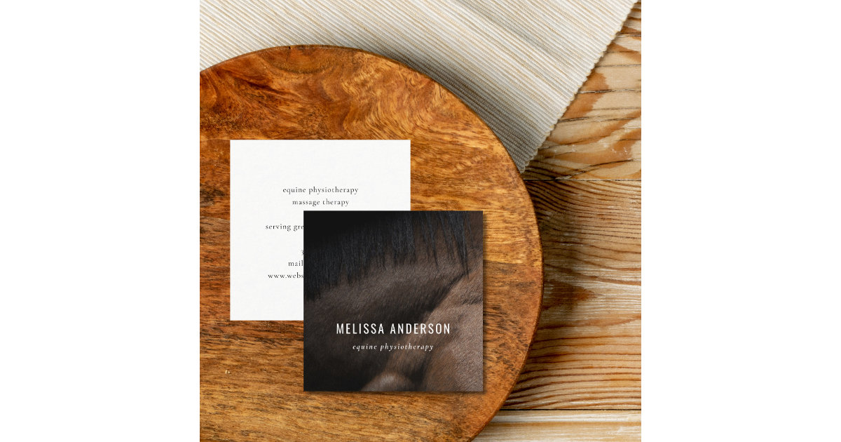 Elegant Equine Chiropractor Physiotherapist Photo Square Business Card ... Elegant Equine Chiropractor Physiotherapist Photo Square Business Card ...