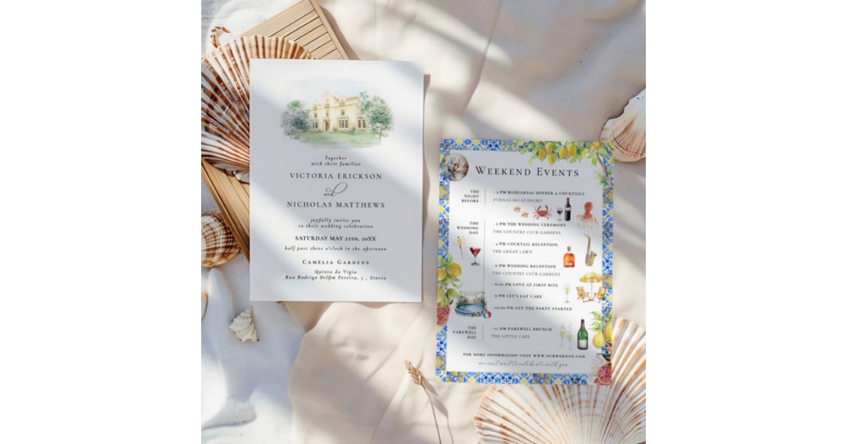 Elegant Estate | Illustrated Wedding Weekend Invitation | Zazzle