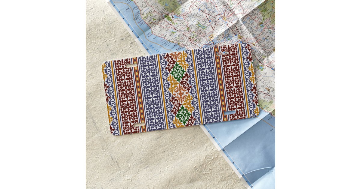 elegant ethnic pattern license plate | Zazzle