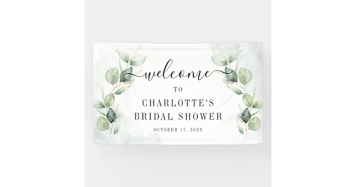 Elegant Eucalyptus Bridal Shower Welcome Banner | Zazzle