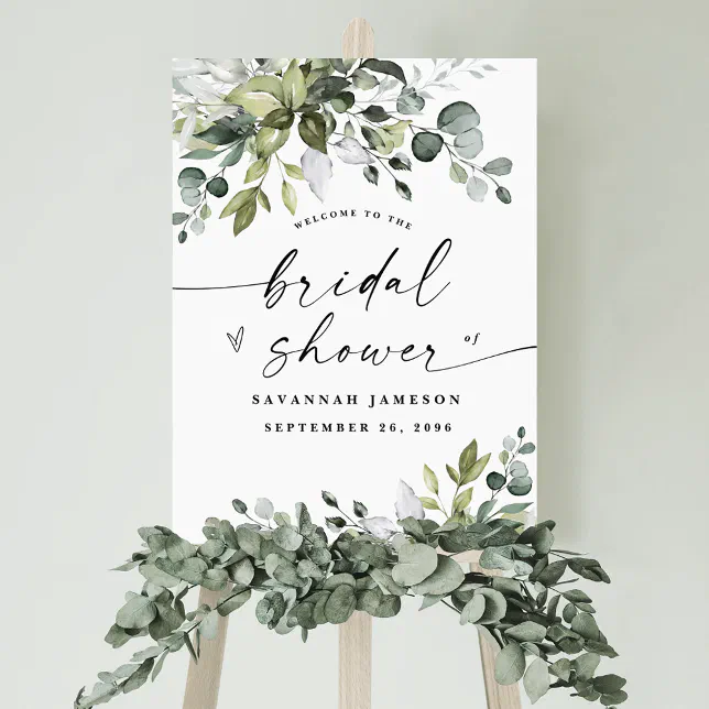 Elegant Eucalyptus Bridal Shower Welcome Sign | Zazzle