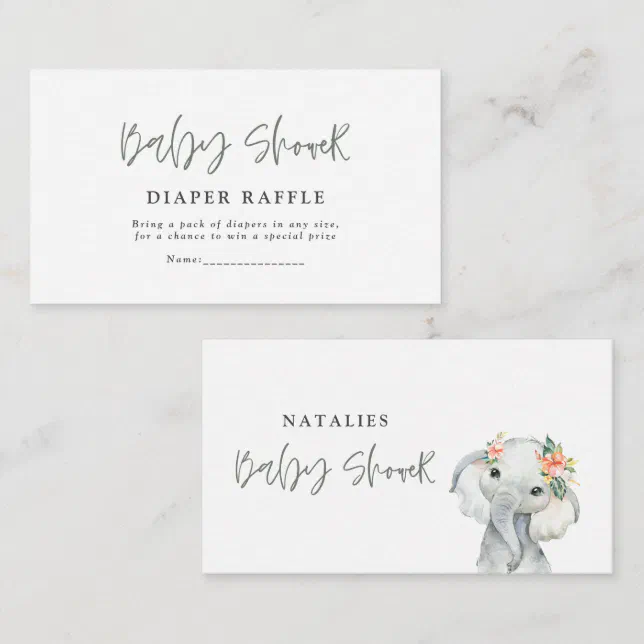 elegant eucalyptus cute baby shower diaper raffle note card | Zazzle