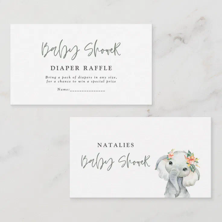 elegant eucalyptus cute baby shower diaper raffle note card | Zazzle