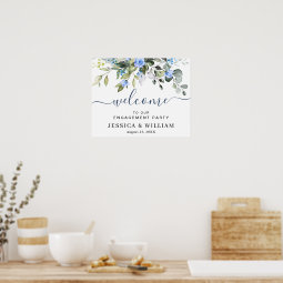 Elegant Eucalyptus ENGAGEMENT PARTY Welcome Poster | Zazzle