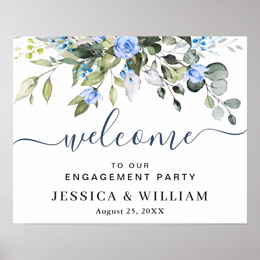 Elegant Eucalyptus ENGAGEMENT PARTY Welcome Poster | Zazzle