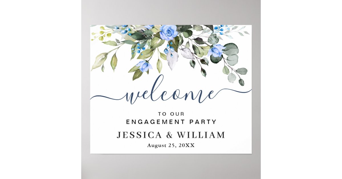Elegant Eucalyptus ENGAGEMENT PARTY Welcome Poster | Zazzle