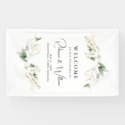 Elegant Eucalyptus Foliage Wedding Welcome Banner | Zazzle