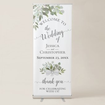 Elegant Eucalyptus Greenery Boho Wedding Welcome Retractable Banner ...