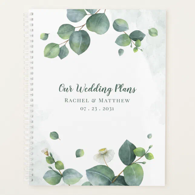 Elegant Eucalyptus Greenery Botanical Wedding Plan Planner | Zazzle
