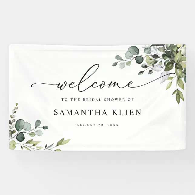 Elegant Eucalyptus Greenery Bridal Shower Welcome Banner | Zazzle