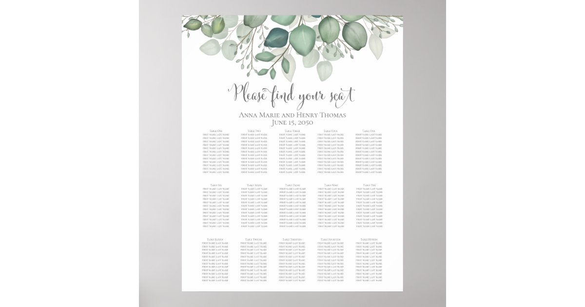 Elegant Eucalyptus Greenery Foliage Leaves Poster | Zazzle