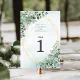 Elegant Eucalyptus Greenery Geometric Wedding Table Number | Zazzle