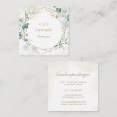 Elegant Eucalyptus Greenery Gold Geometric Rustic Square Business Card ...