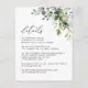 Elegant Eucalyptus Greenery Information Details Enclosure Card | Zazzle
