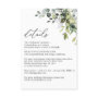 Elegant Eucalyptus Greenery Information Details Enclosure Card | Zazzle