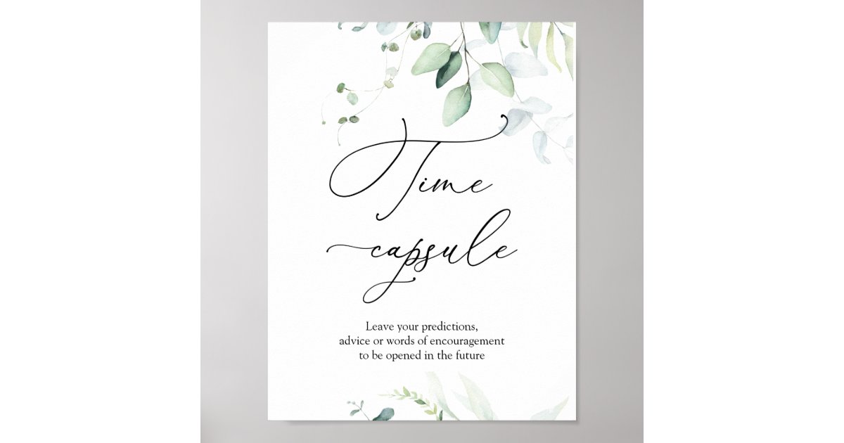Elegant Eucalyptus Greenery Time Capsule Sign | Zazzle