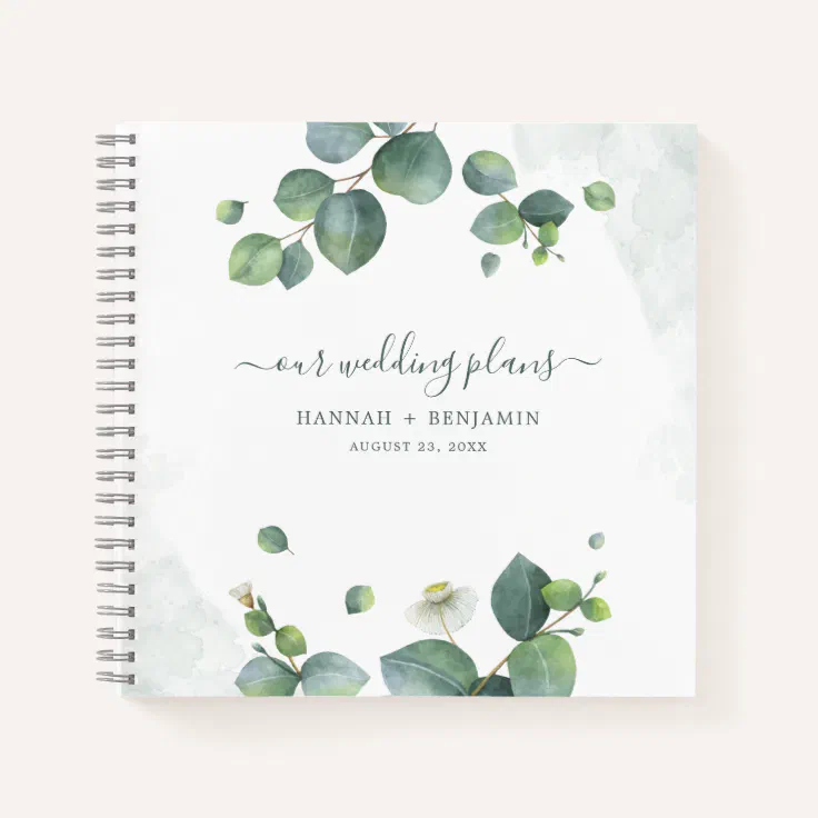 Elegant Eucalyptus Greenery Wedding Planner Notebook | Zazzle