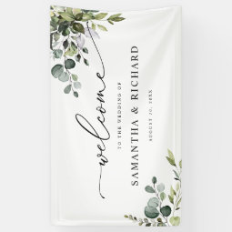 Elegant Eucalyptus Greenery Wedding Welcome Banner | Zazzle
