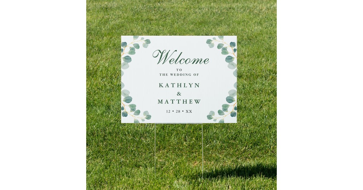 Elegant Eucalyptus Greenery Wedding Welcome Sign | Zazzle